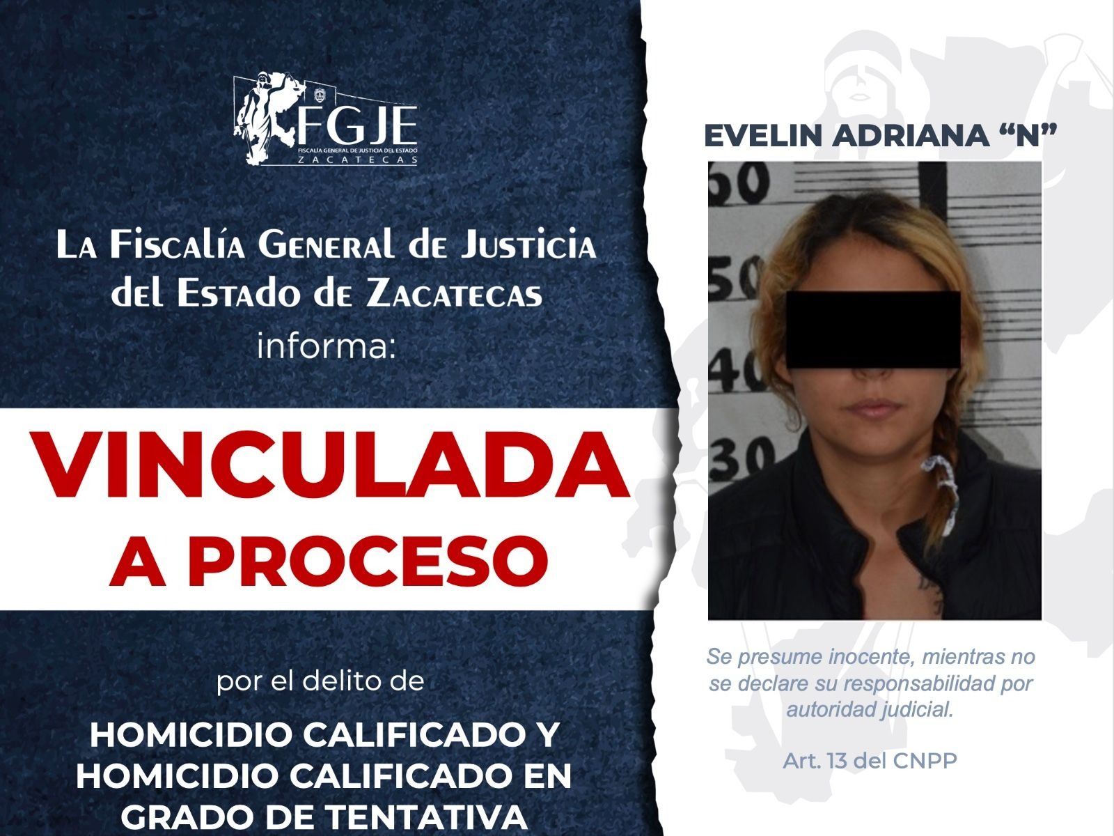 Vinculan a proceso a Evelin Adriana "N" por homicidio - NTR Zacatecas