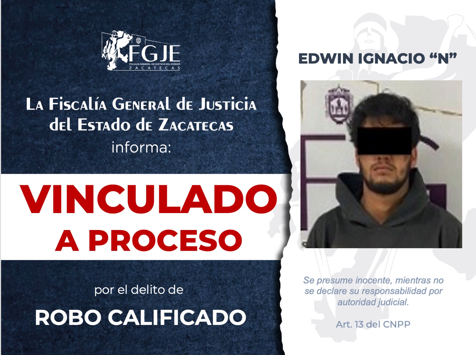 Vinculan a proceso a Edwin "N" por robo calificado - NTR Zacatecas