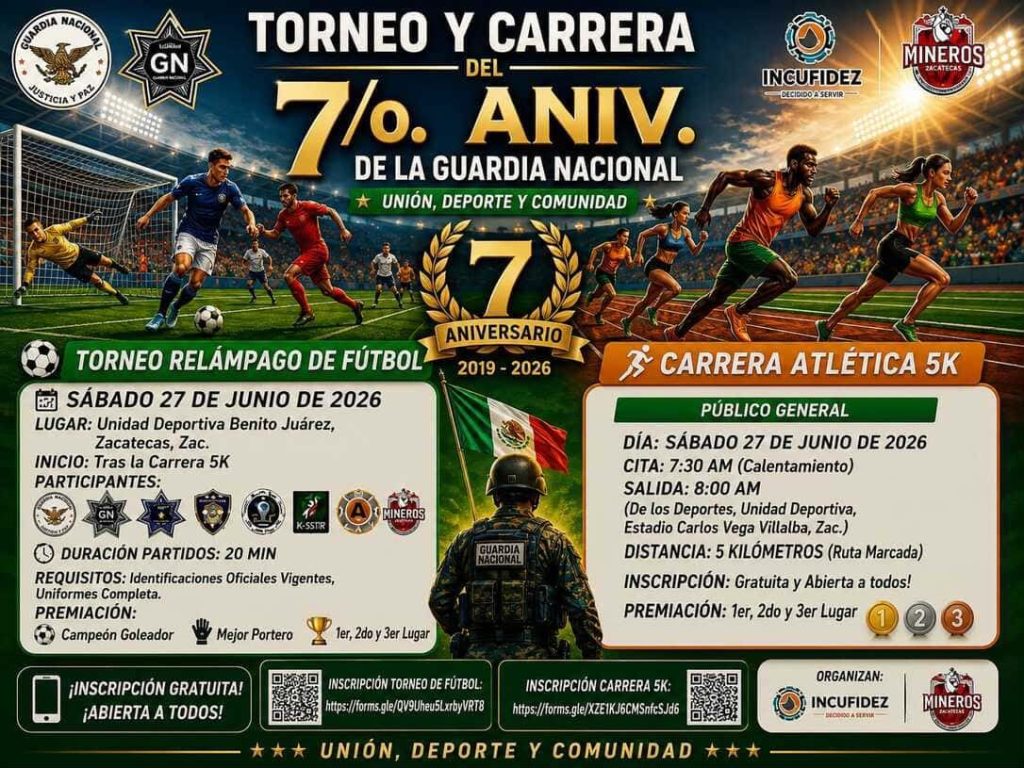 GN convoca a torneo de fútbol y carrera 5k - NTR Zacatecas
